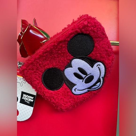 Disney | Bags | Disney Coin Pursedisney Red Mickey Mouse Fuzzy Coin ...